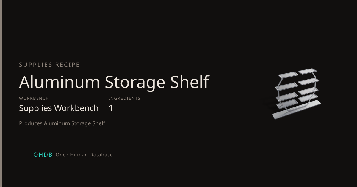 Once Human Aluminum Storage Shelf Recipe | Once Human Database