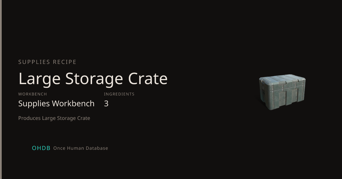 Once Human Large Storage Crate Recipe | Once Human Database